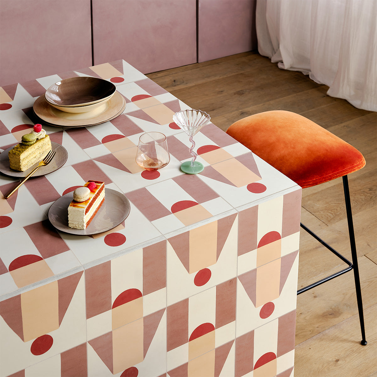 Dulce Pyramid Rhubarb Tile | Dulce Collection | Bert & May