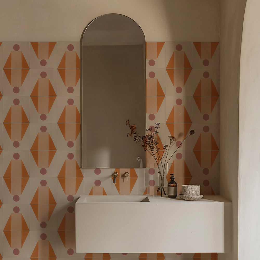 Dulce Pyramid Apricot Tile | Dulce Collection | Bert & May