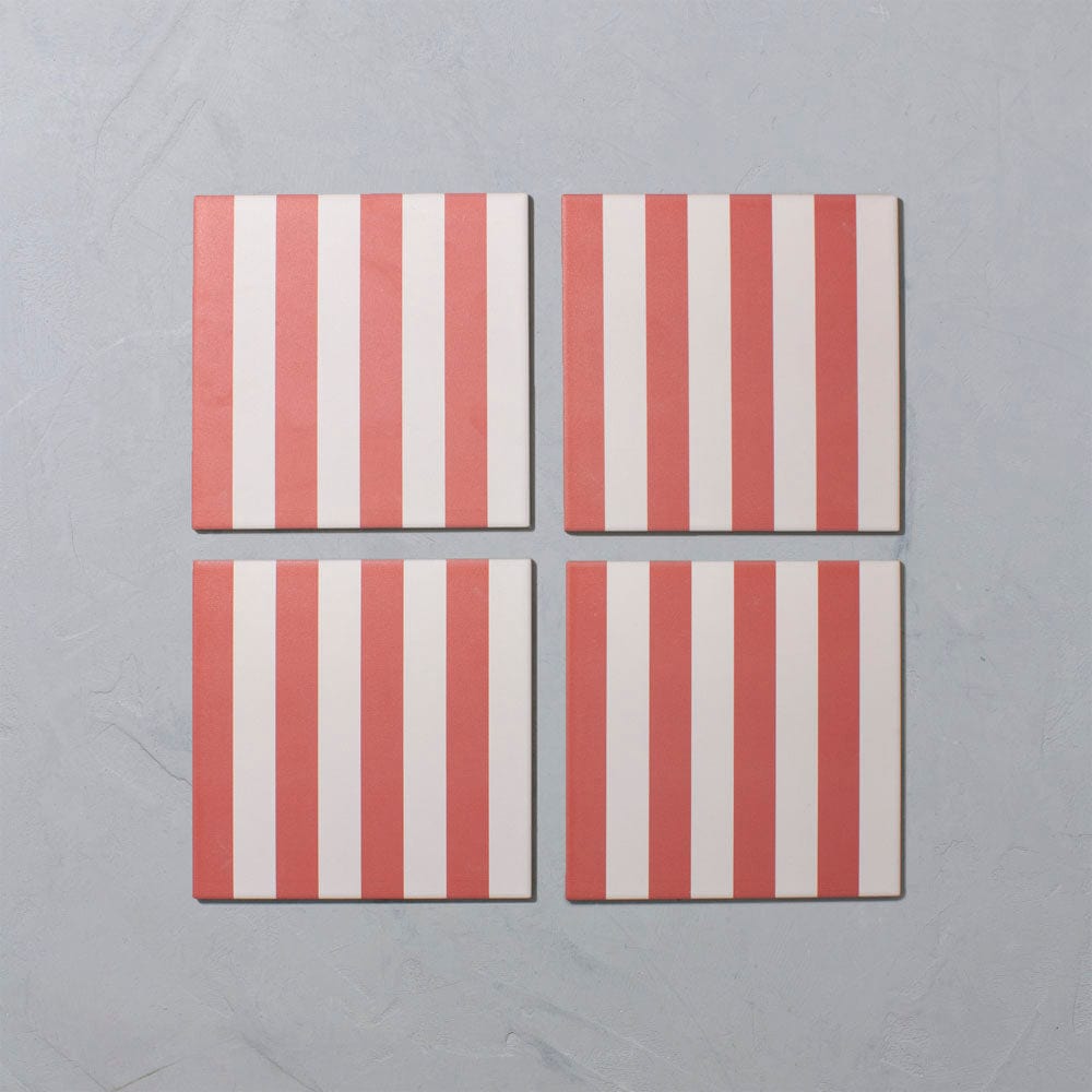 Rhubarb Midi Stripe Porcelain Tile | Porcelain Tiles | Bert & May
