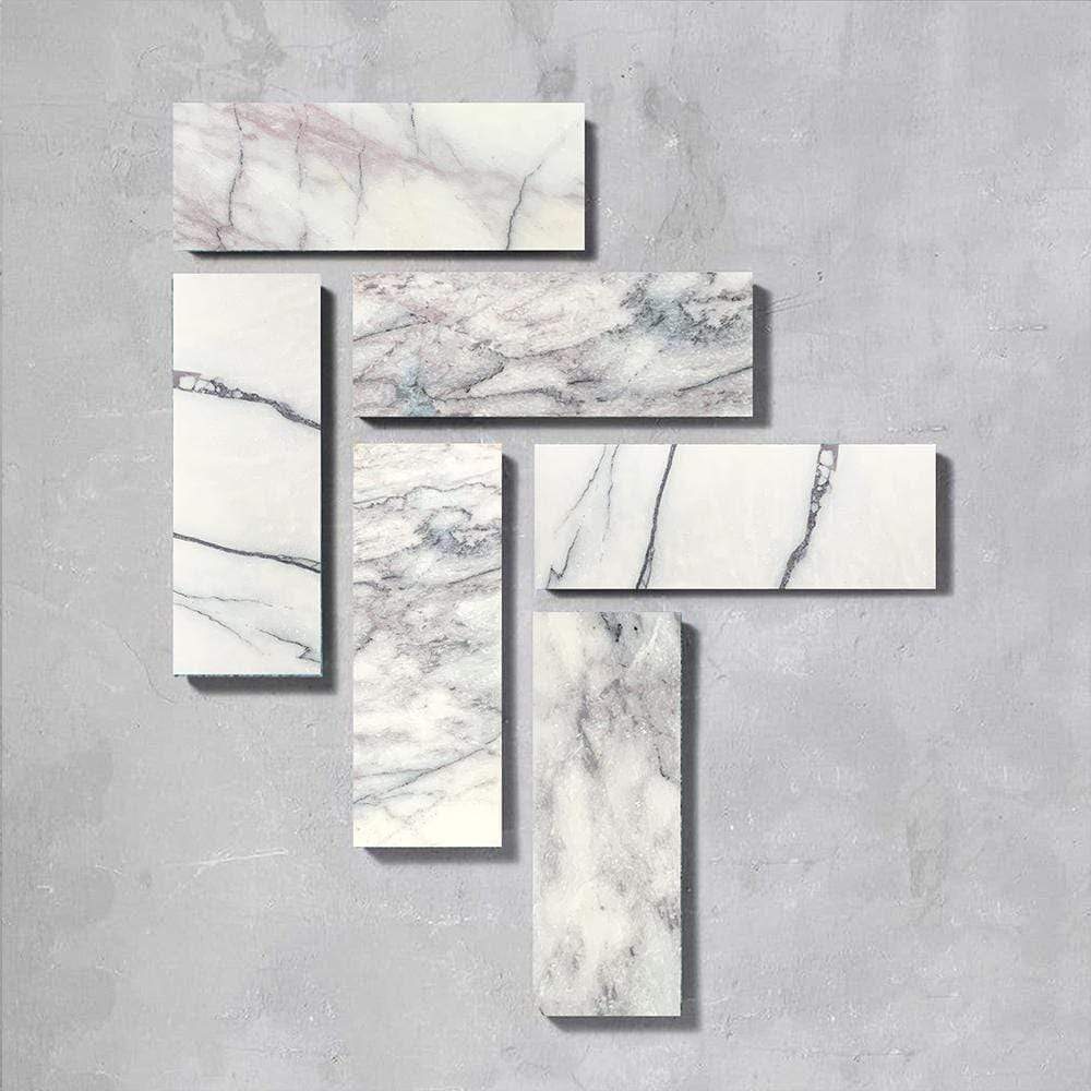 Lilac Veined Herringbone Honed Marble Tile – Bert & May